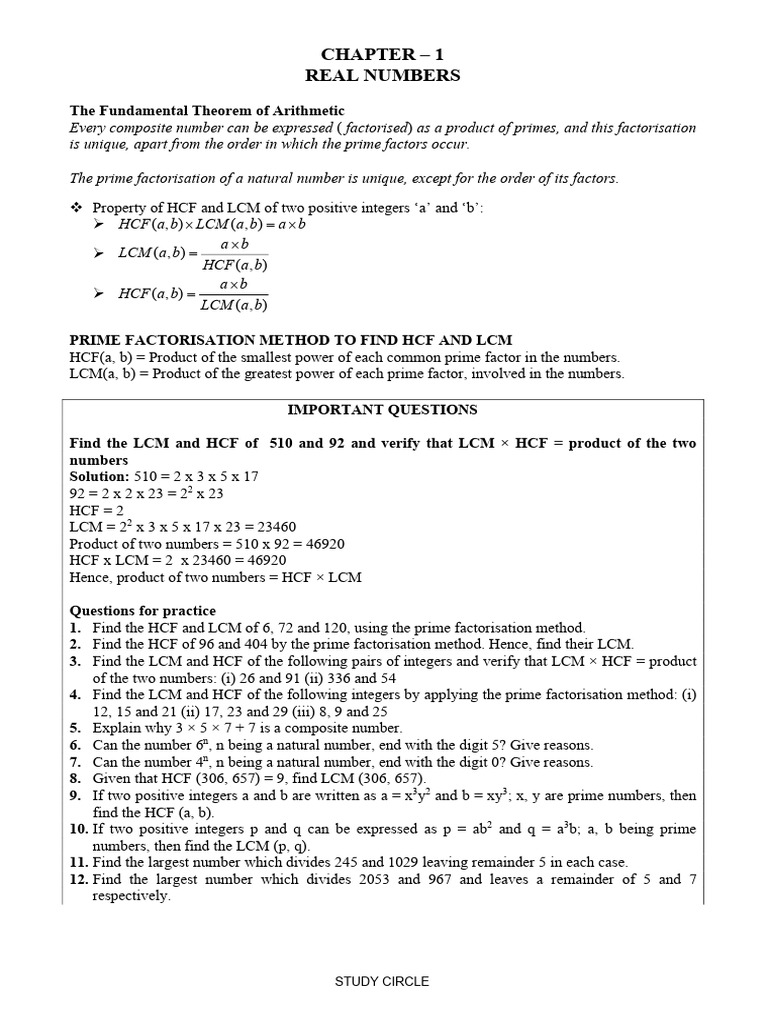 10-M-Ch-1 To 15-Most Imp Questions For Board 2023 | PDF | Quadratic Equation | Factorization