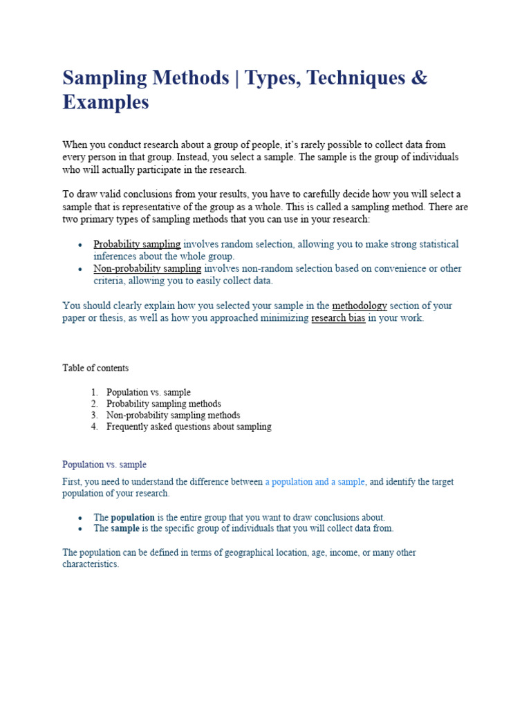 Sampling Methods | Download Free PDF | Sampling (Statistics) | Randomness