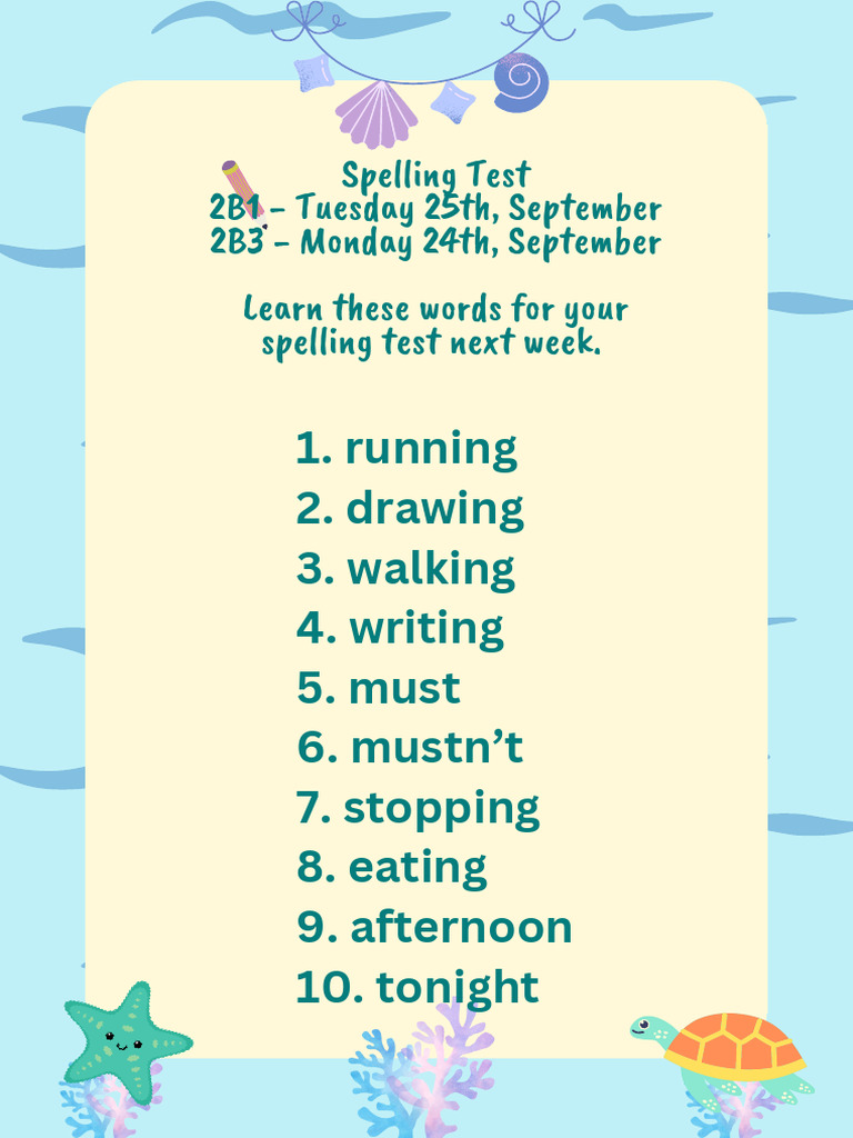 Summer Vacation Spelling Words | PDF