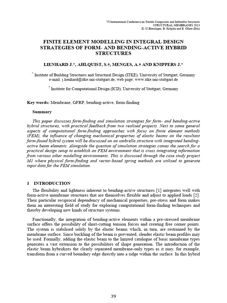 Membranes 2013 03 Finite Element Modelling In Pdf Stress