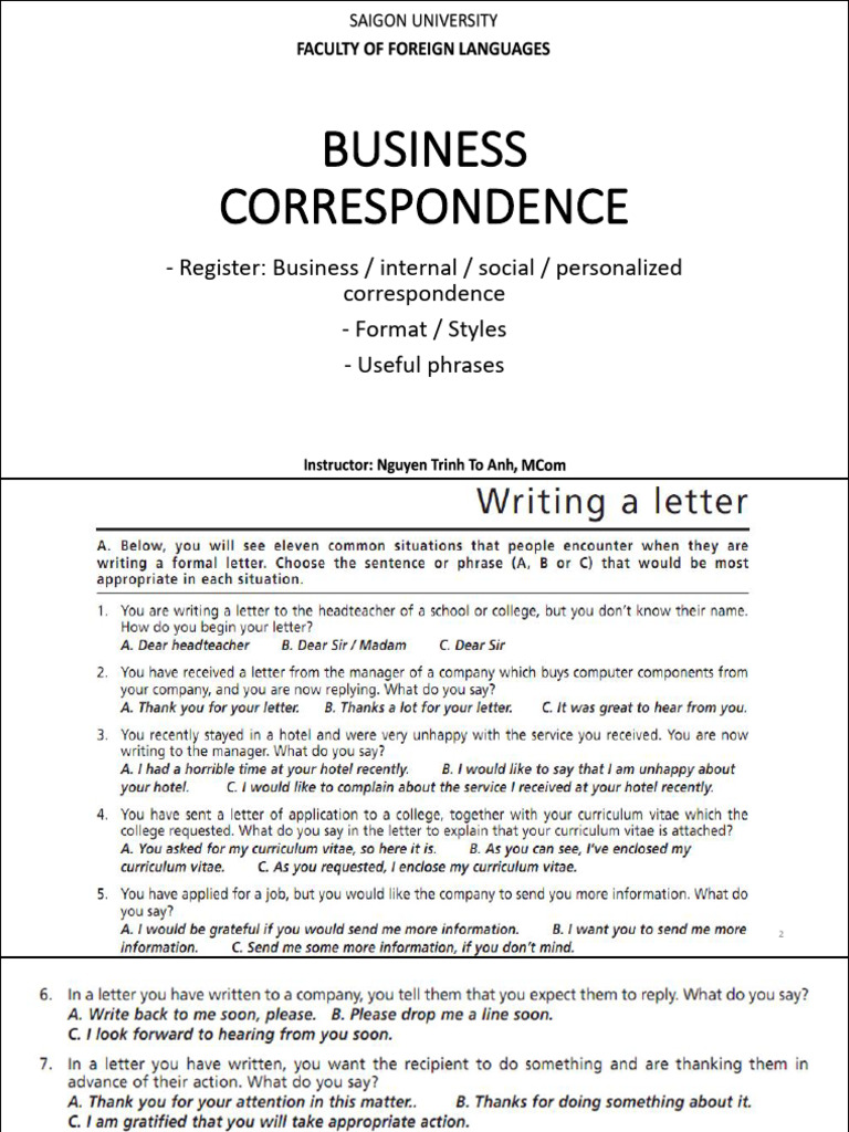 BUSINESS CORRESPONDENCE in | PDF