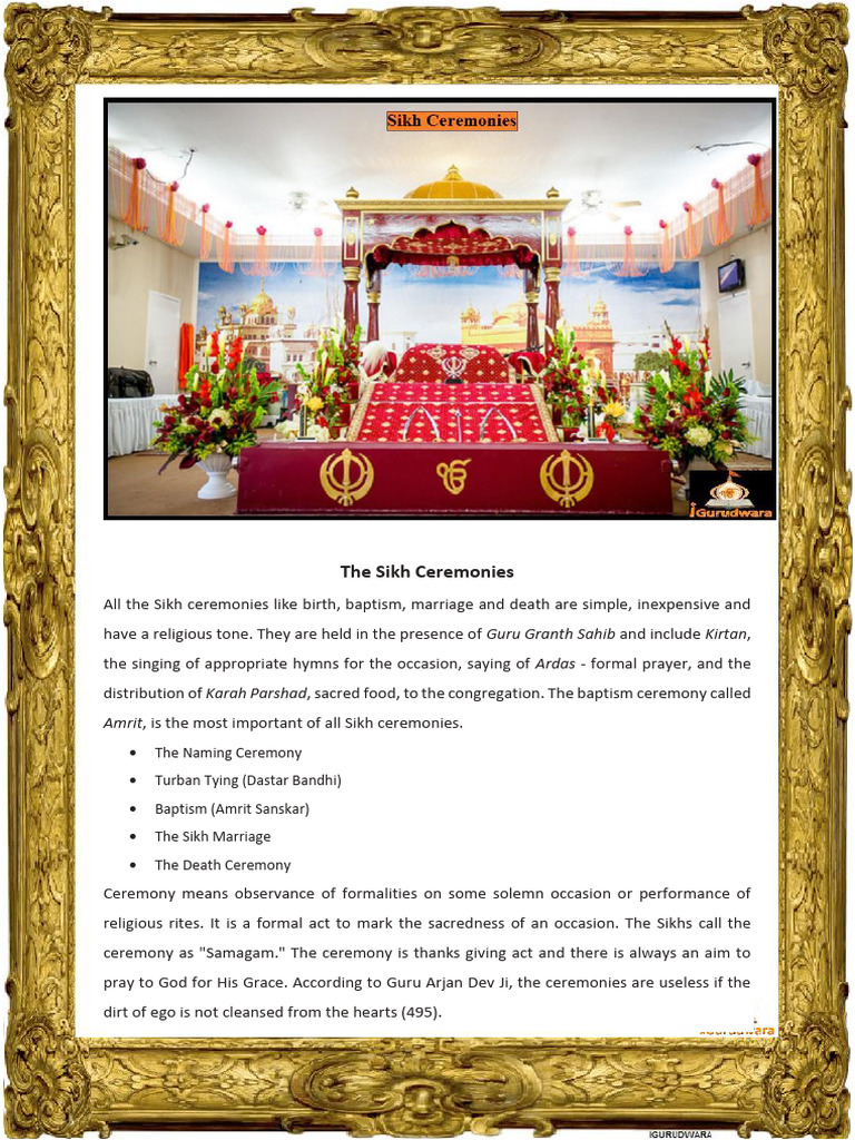 Sikh Ceremonies | PDF | Indian Religions | Monotheistic Religions
