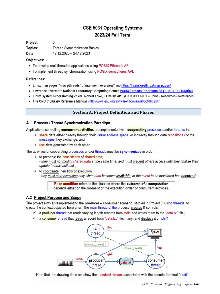 Prj5 - Thread Synchronization | PDF | Thread (Computing) | Process (Computing)