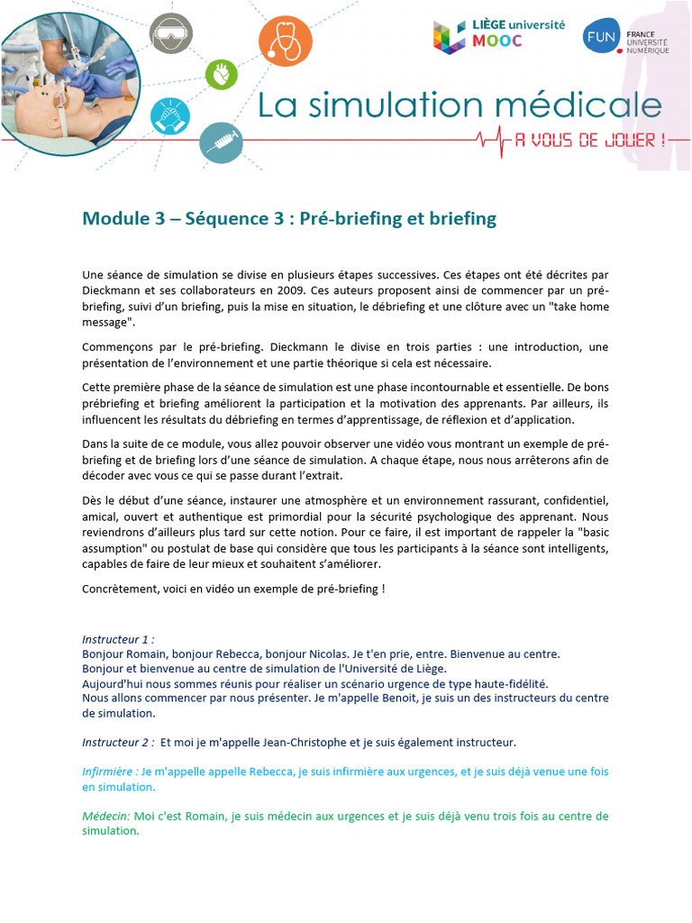 Pré-briefing en simulation médicale | PDF | Pouls