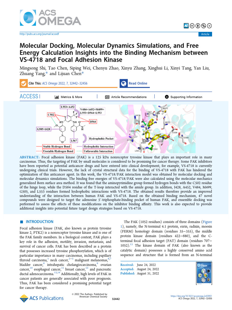 Molecular Docking Molecular Dynamics Simulations A | PDF | Docking ...