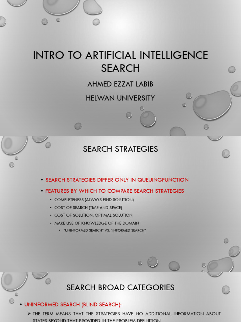 Intro To Artificial Intelligence Search: Ahmed Ezzat Labib Helwan University | PDF | Graph ...
