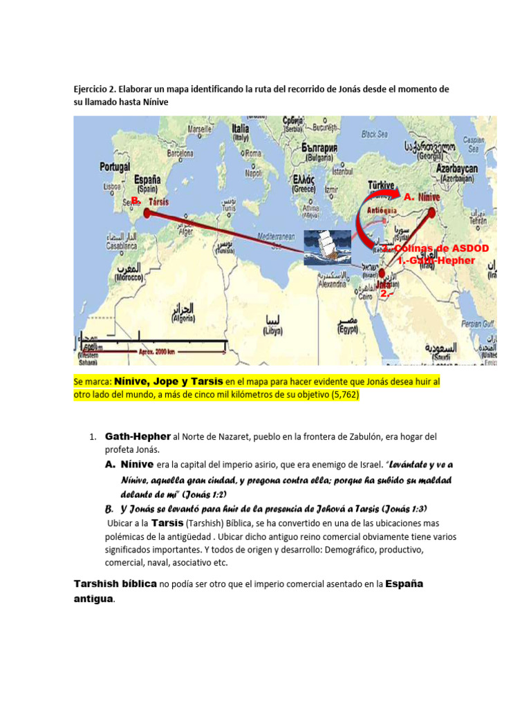 Mapa de La Ruta Del Recorrido de Jonás | PDF | Jonás