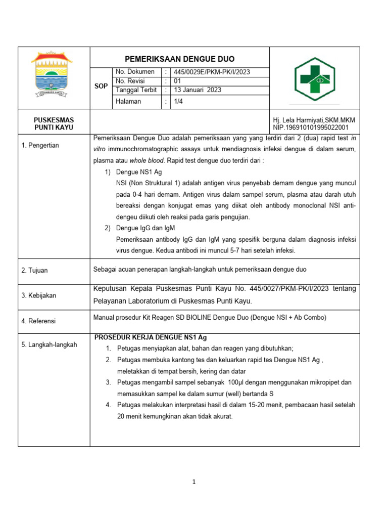 Sop Pemeriksaan Rapid DBD | PDF