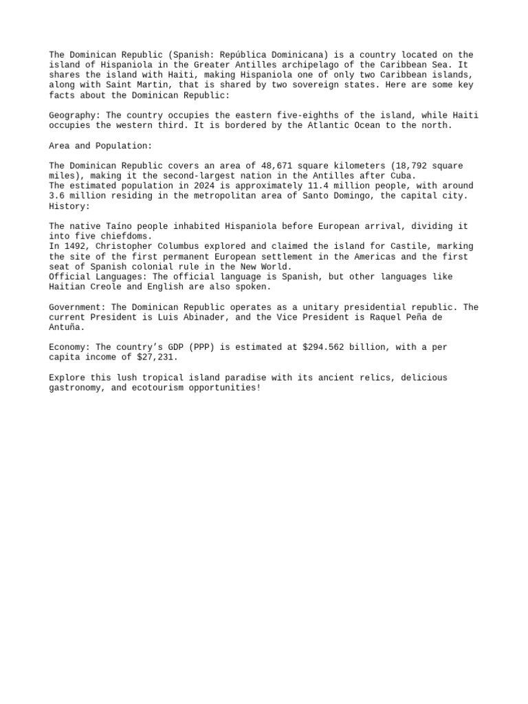 The Dominican Republic (Spanish Rep | PDF