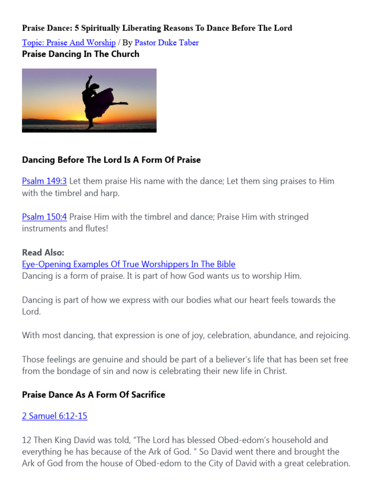 Praise Dance | PDF | Ark Of The Covenant | Miriam