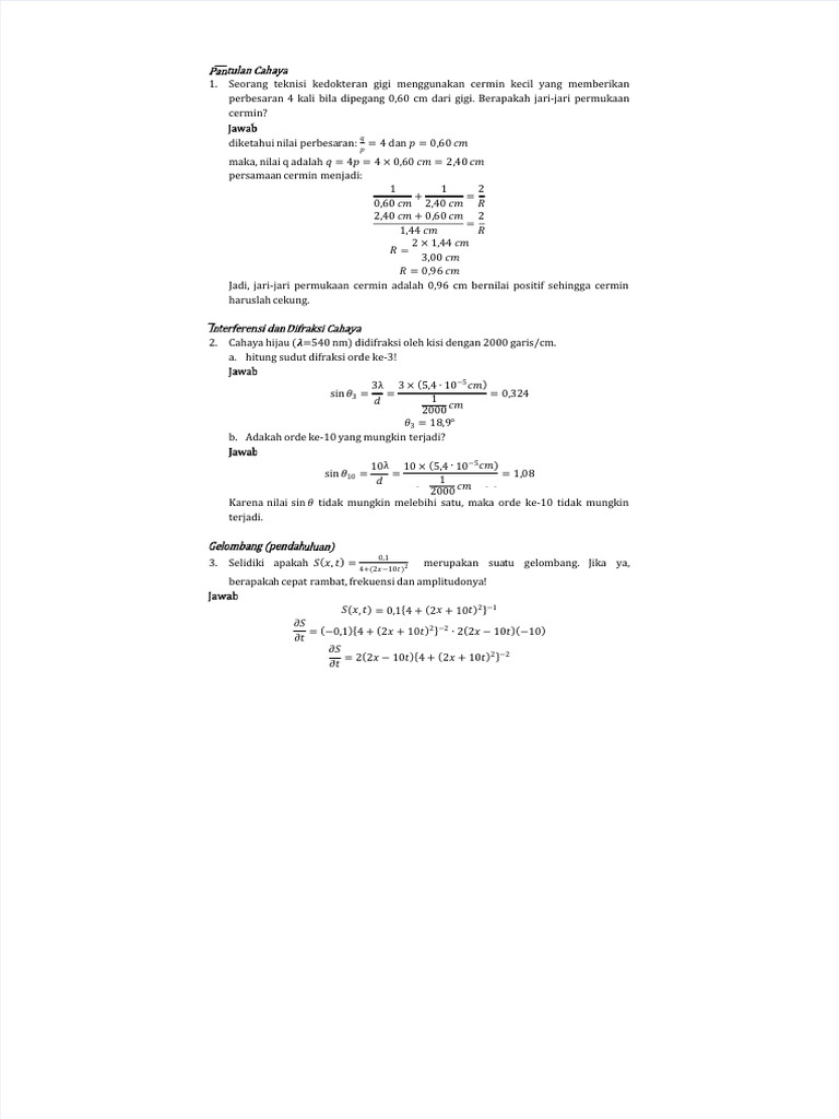 Vdocuments - in Soal Dan Jawaban Gelombang Optik | PDF