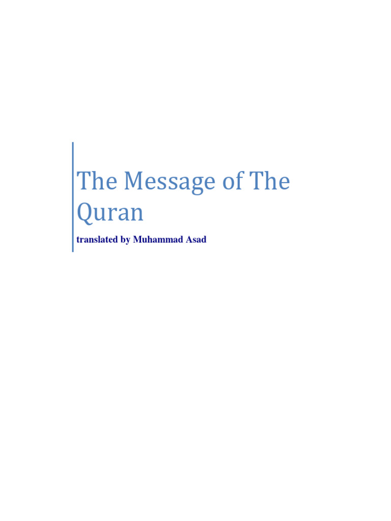 The Message of The Quran - Muhammad Asad 1-230 | PDF | Quran | Islam
