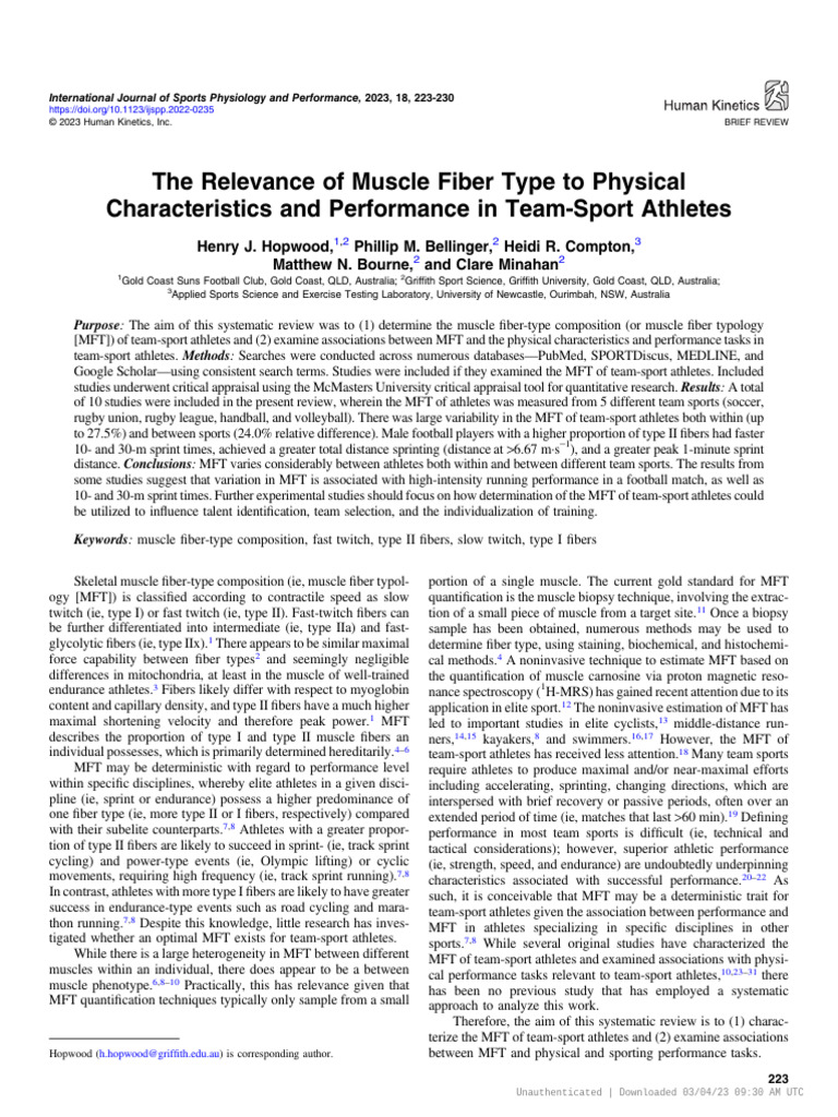 The Relevance of Muscle Fiber Type To Physical Characteristics and ...