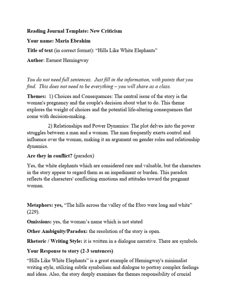 Hills Like White Elephants | PDF