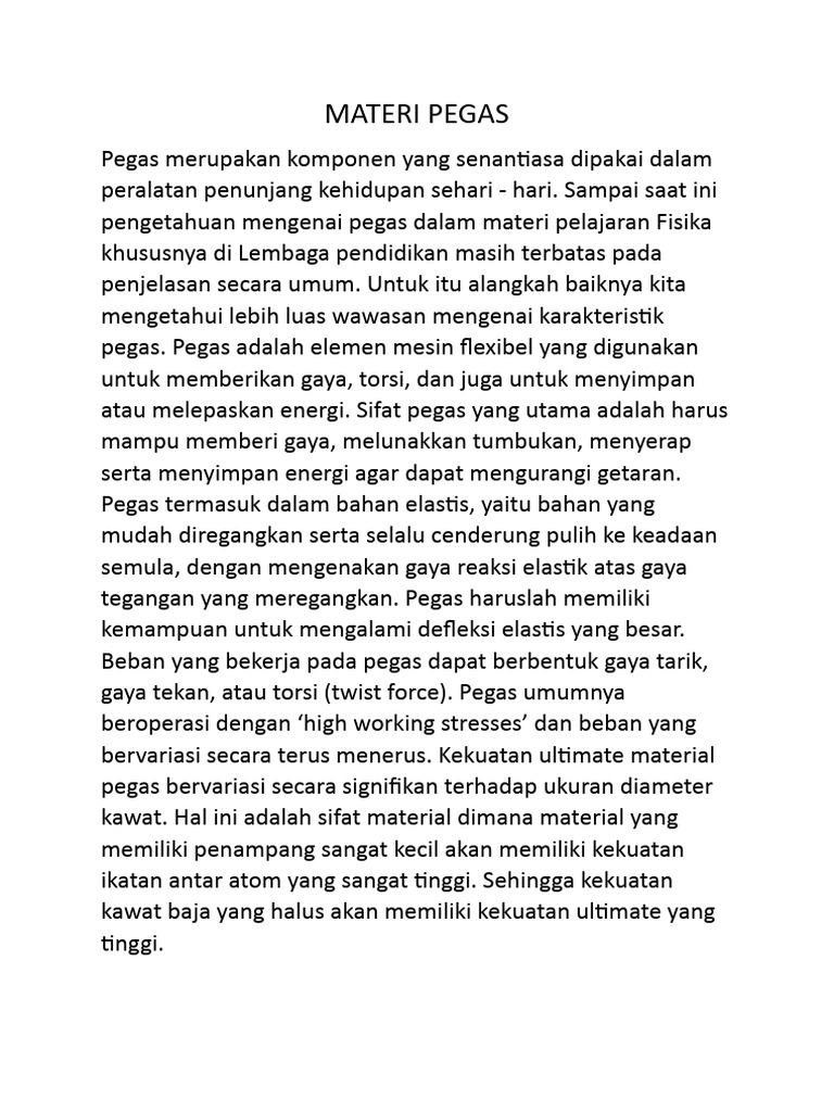 Karakteristik dan Aplikasi Pegas dalam Fisika | PDF