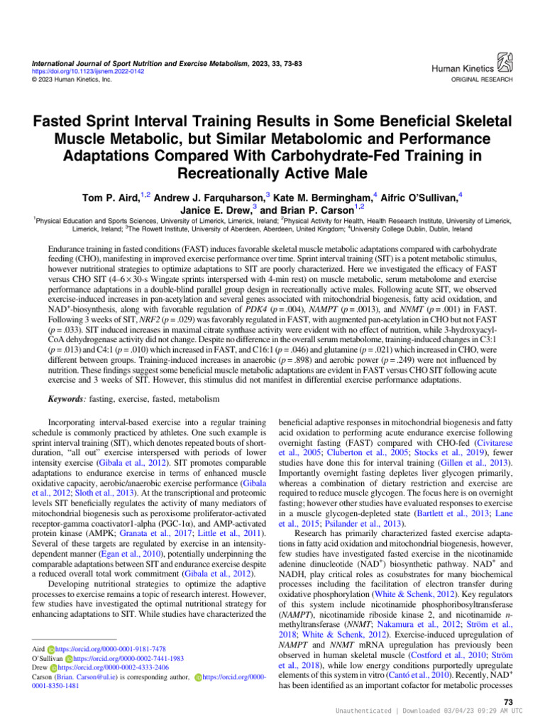 Tom P. Aird, Andrew J. Farquharson, Kate M. Bermingham, Aifric O ...