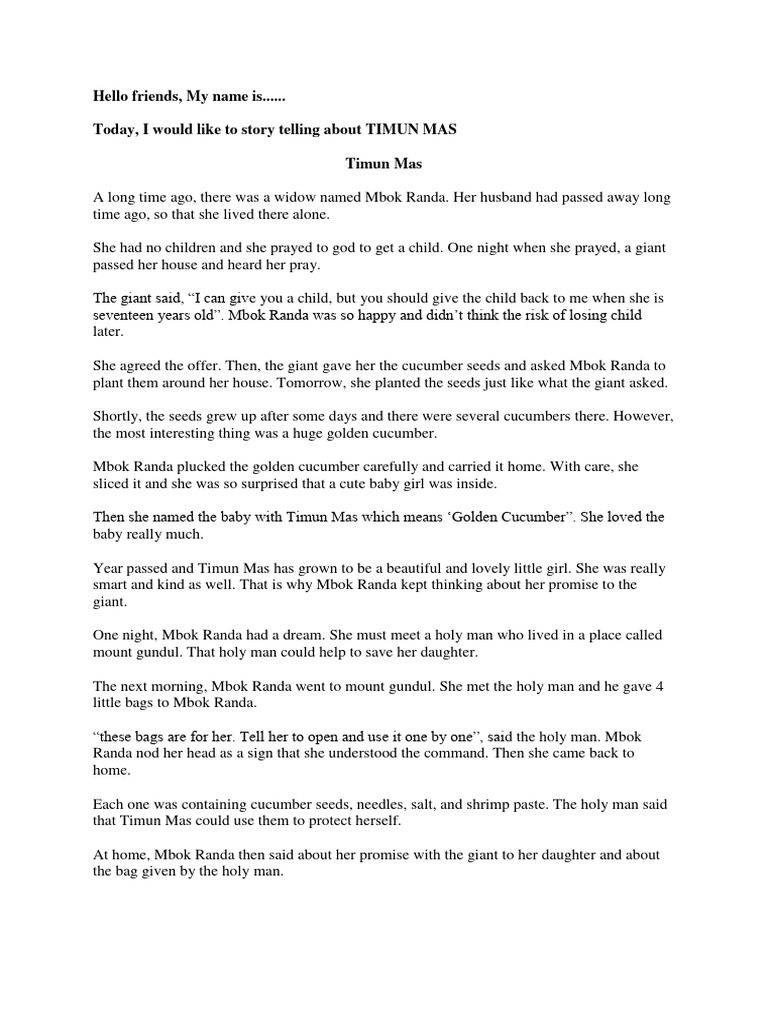 Timun Mas Story | PDF | Religion & Spirituality