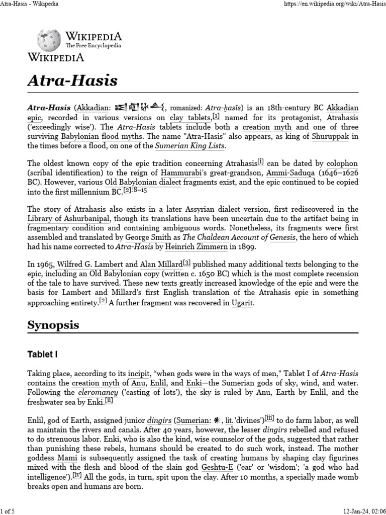 Atra Hasis Wikipedia | PDF | Mesopotamian Mythology | Ancient Near East