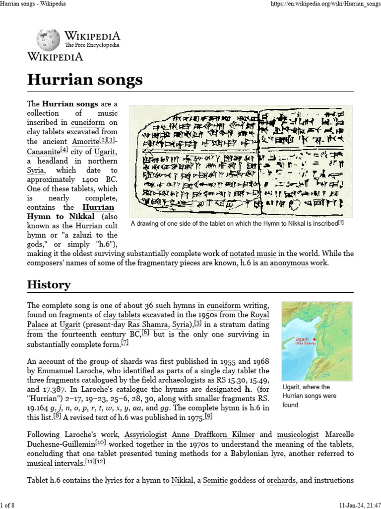 Hurrian Songs - Wikipedia | Download Free PDF | Ancient Near East | 3rd ...