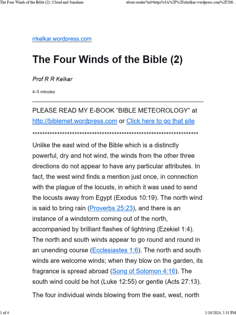 The Four Winds of The Bible (2) Cloud and Sunshine | PDF | Wound | Earth