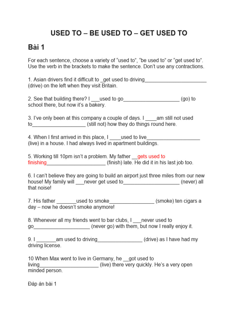 Used To - Be Used To - Get Used To | PDF