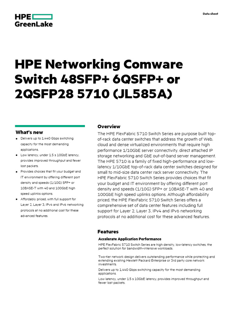 5.2HPE Networking Comware Switch 48SFP+ 6QSFP+ or 2QSFP28 5710-PSN1010879688SEEN | PDF ...