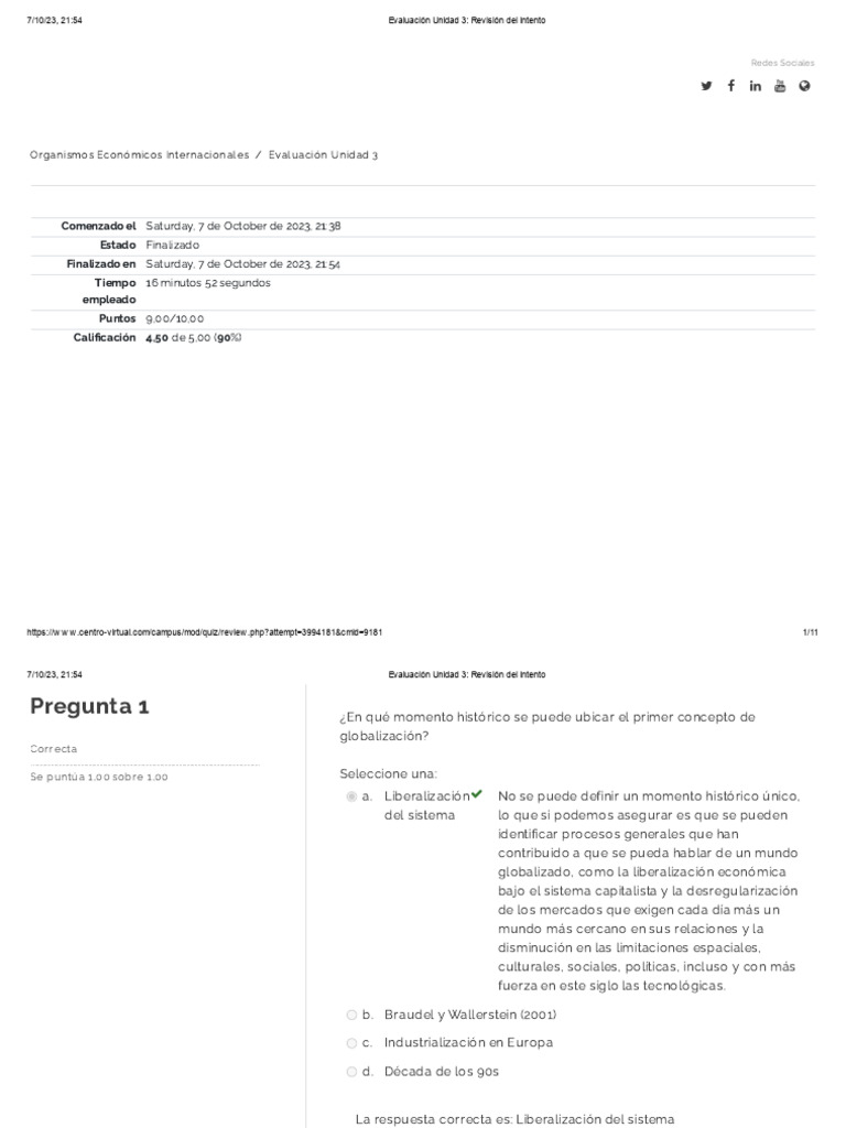 Evaluación Unidad 3 - Revisión Del Intento | PDF | Globalización ... Evaluación Unidad 3 - Revisión Del Intento | PDF | Globalización ...