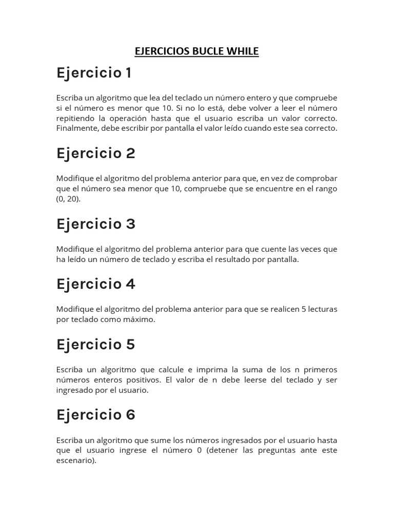 Ejercicios Bucle While | PDF | Informática