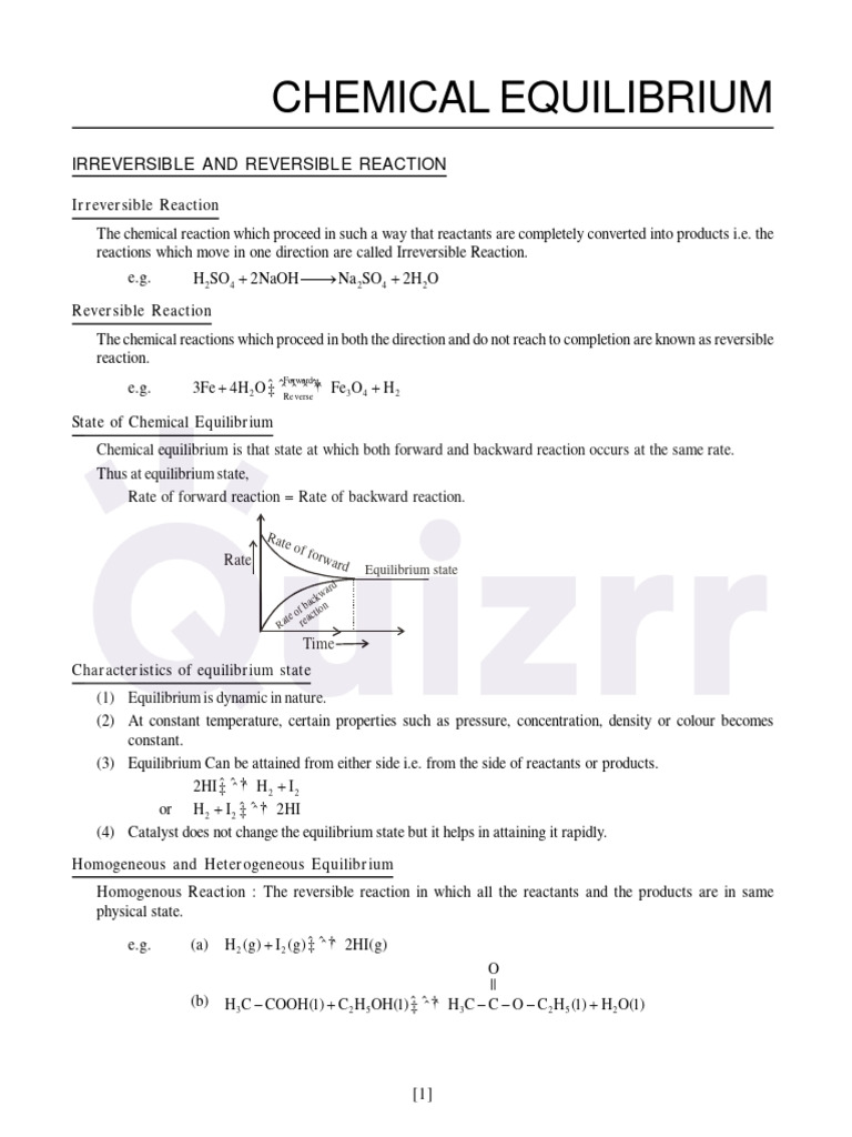 07 Chemical Equilibrium Formula Sheets Quizrr | Download Free PDF ...