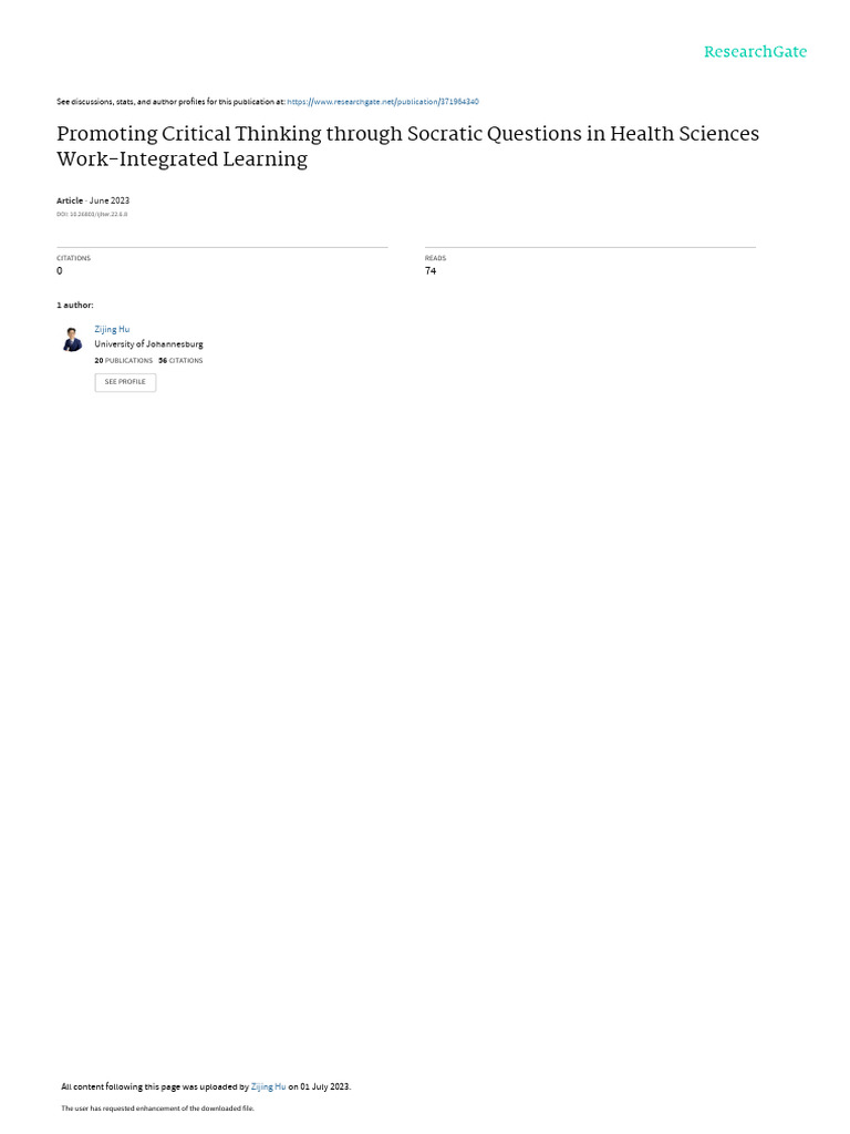 Socratic Questions Enhance Critical Thinking | PDF | Critical Thinking ...