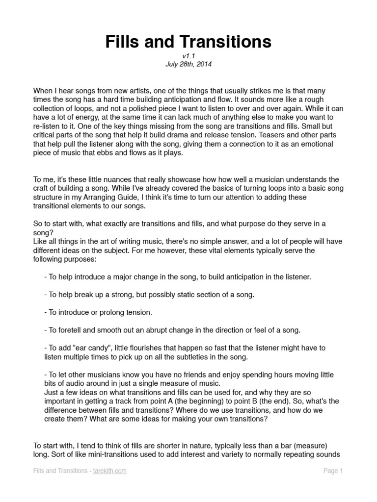 Transitions | PDF | Popular Music | Sound