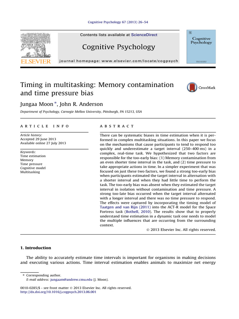 Memory Contamination in Time Estimation | PDF | Memory | Decision Making