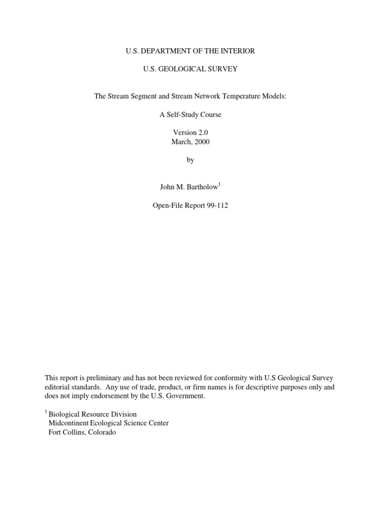 Stream Temperature Modeling Course Guide | PDF | Habitat | Water