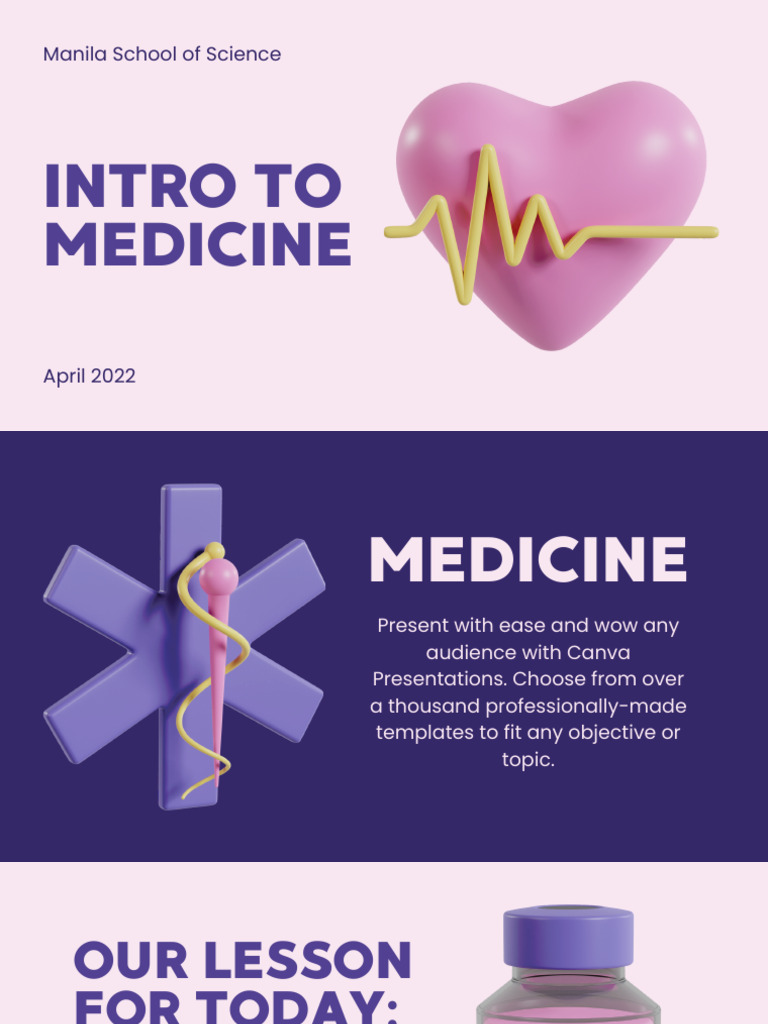 Pink and Purple Introduction To Medicine 3d Illustration Healthcare ...