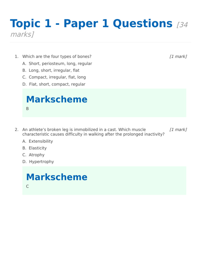 SEHS Topic 1 - Paper 1 | PDF | Knee | Hip