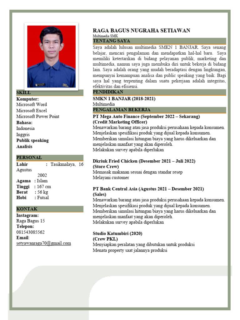 CV Raga Bagus Nugraha | PDF