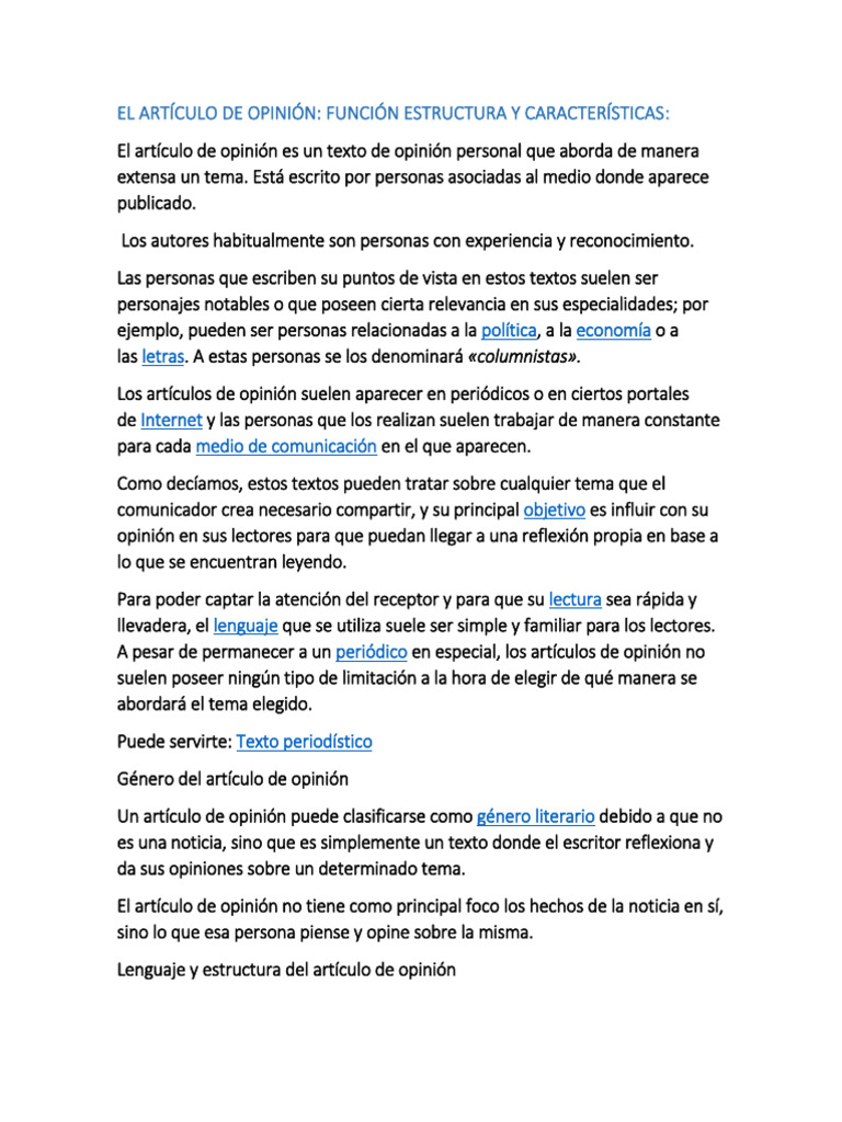 Estructura y Función del Artículo de Opinión | PDF | Autor