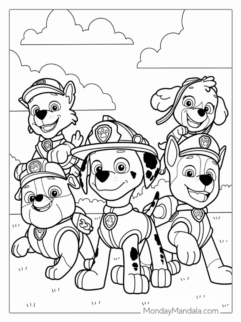 Coloring Page of Main Paw Patrol Characters | PDF