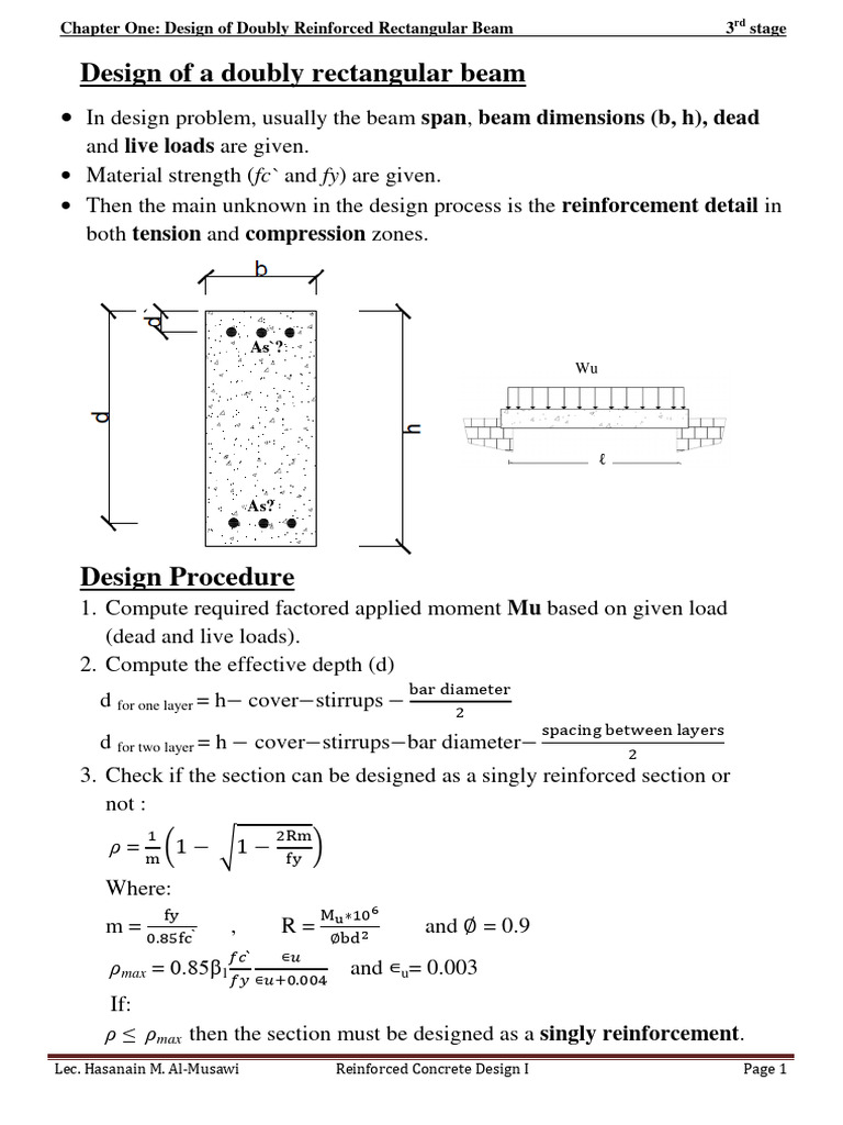 Design of Doubly Rectangular Beam | PDF | Beam (Structure) | Reinforced Concrete