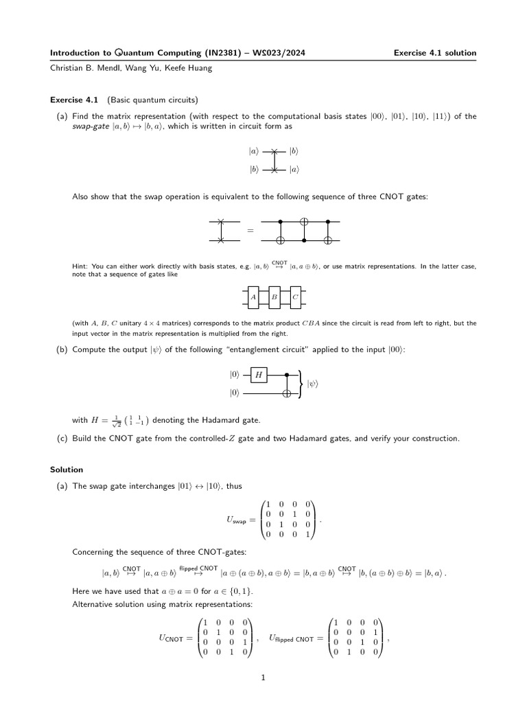 Exercise4.1 Solution | Download Free PDF | Matrix Theory | Physics