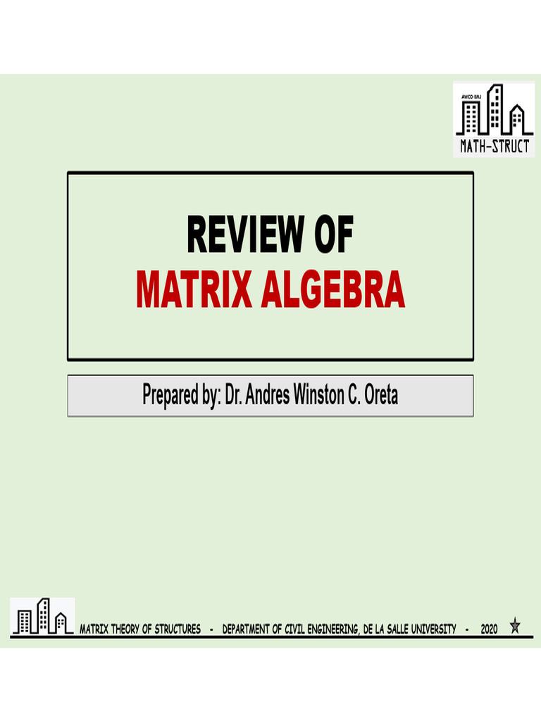 Math Struct 01 Matrix Algebra | PDF | Matrix (Mathematics) | Determinant