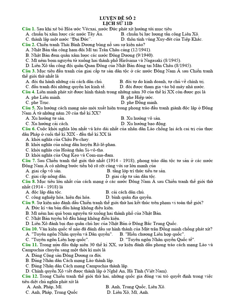 Luyện Đề Số 2 - Giữa Kì II 11d | PDF