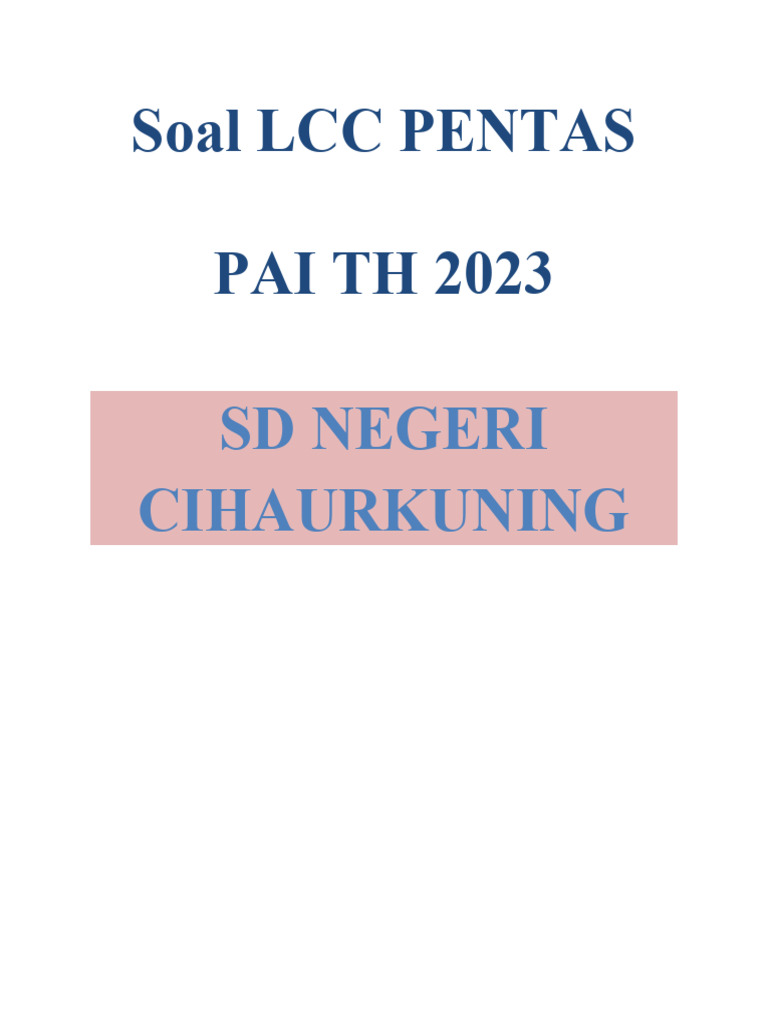 Soal LCC Pentas Pai 1 | PDF