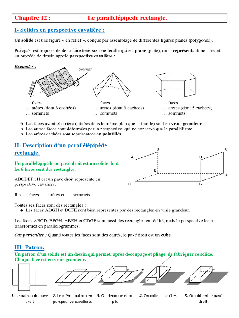 Cpleb-Chapitre 12 Parallelepipede Rectangle | PDF | Géométrie convexe ...