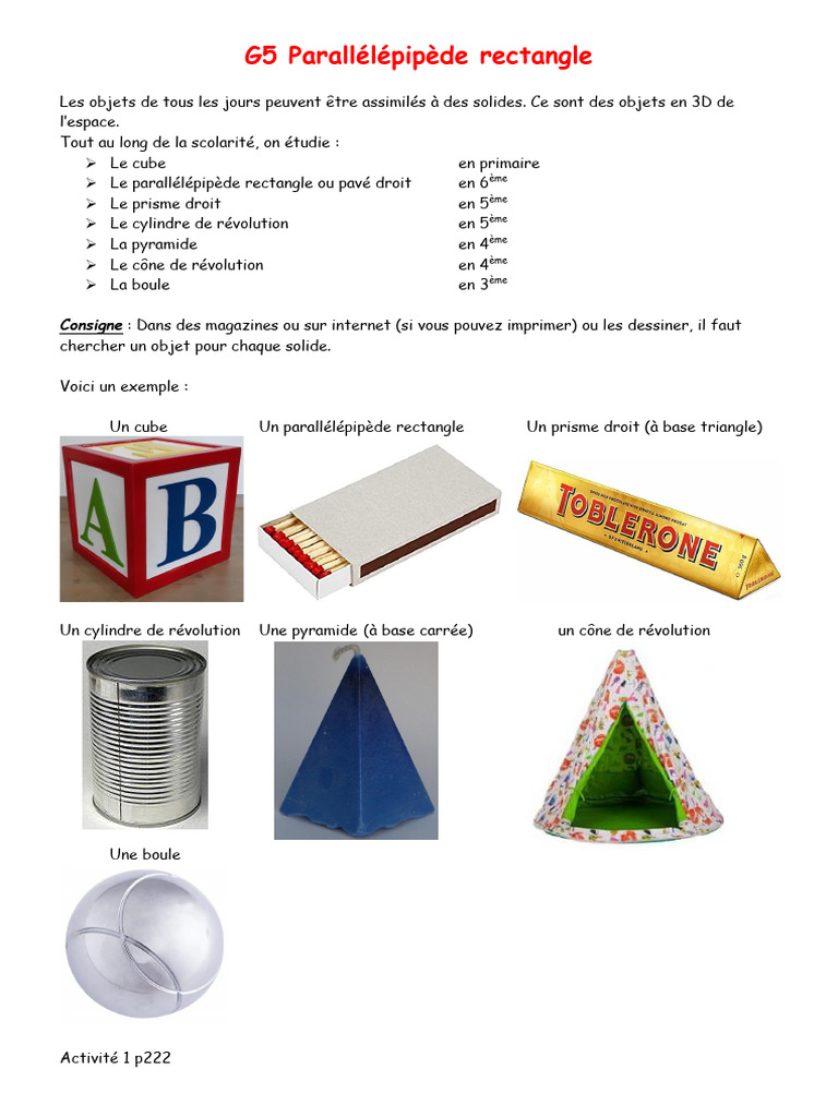 6g5 Parallelepipede Rectangle | PDF | Le volume | Formes géométriques