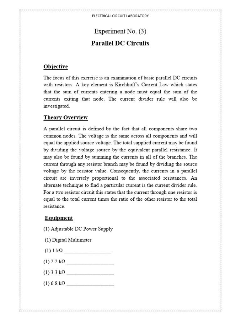 EXP. 3 Parallel DC Circuit | Download Free PDF | Electrical Network | Resistor
