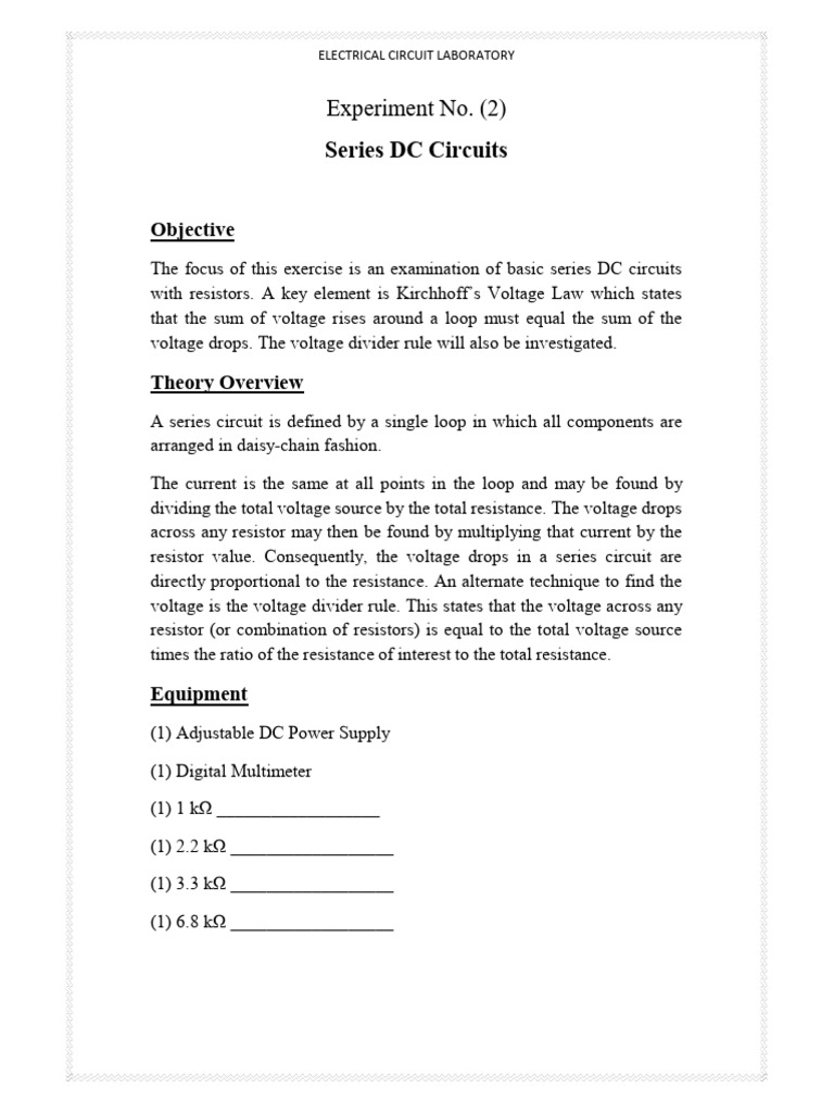 EXP. 2 Series DC Circuit | PDF | Voltage | Resistor