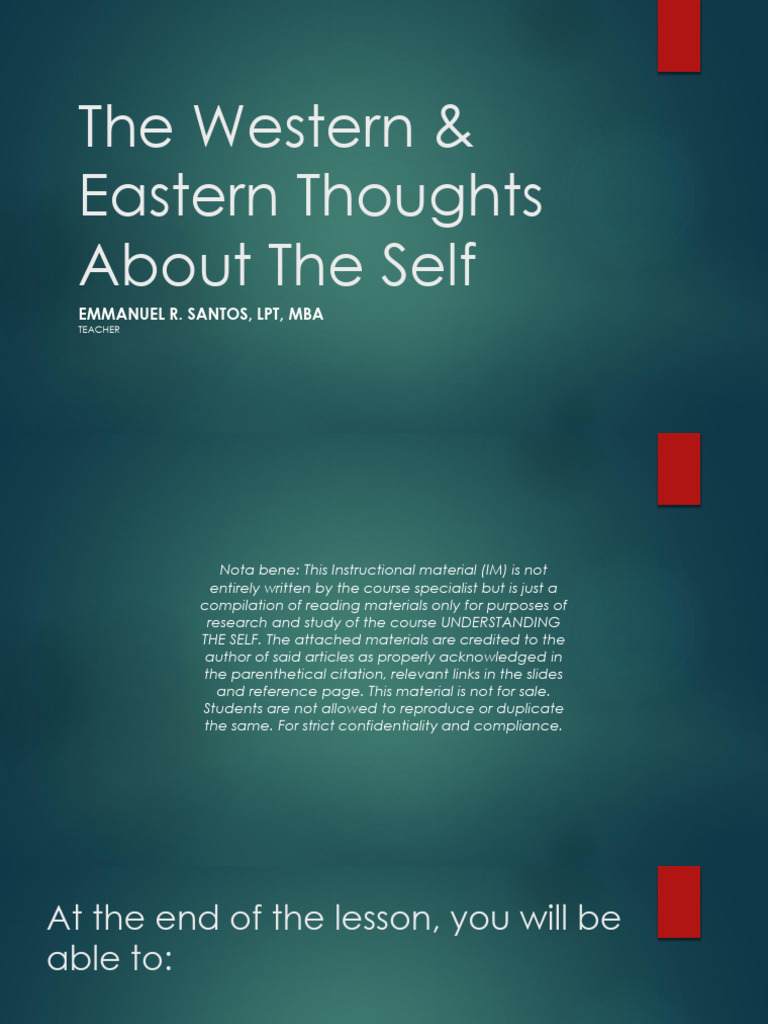Lesson 4 The Western Eastern Thoughts About The Self PETA 4 | PDF ...