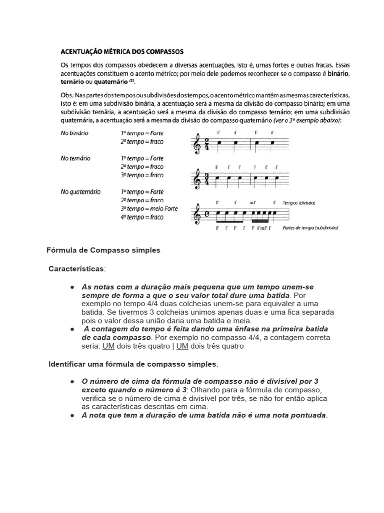 Compassos Simples e Composto | PDF | Formas musicais | Artes Cênicas