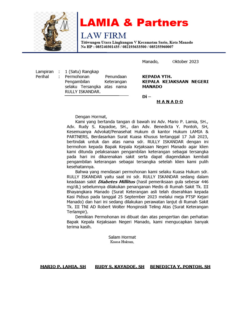 Permohonan Ke Kajari Mdo RULLY | PDF